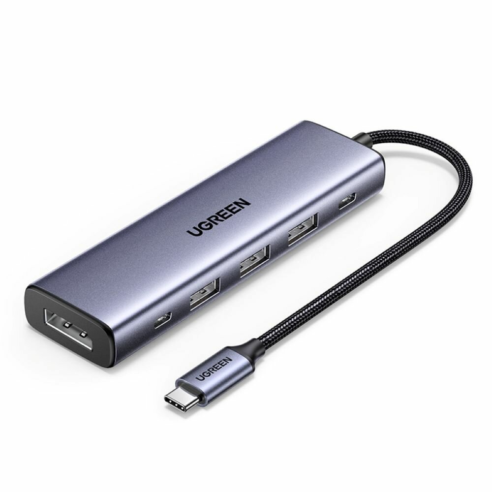 Хаб UGREEN CM511 (75642) 5-in-1 USB-C Hub With 3*USB-C&2*USB-A. Цвет: серый