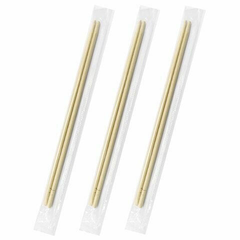 Палочки для суши бамбуковые 21 см, круглые, комплект 100 пар в индивидуальной прозрачной упаковке, бюджет, 132266