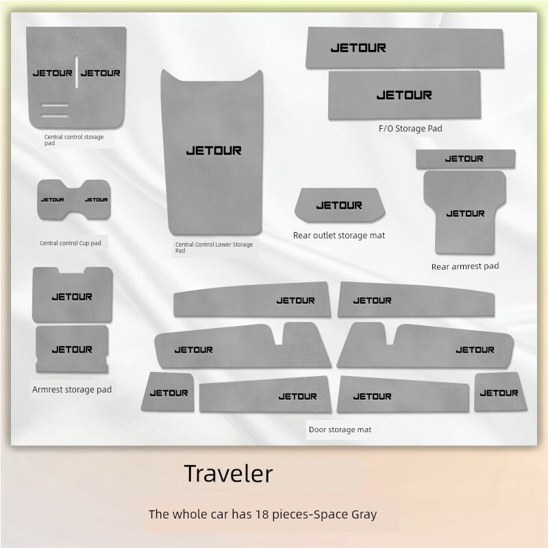 Полный набор салонных ковриков JETOUR Traveler в космос-сером цвете - 18 шт.