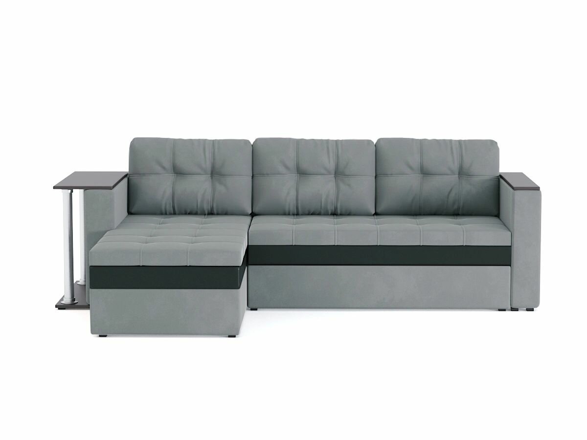 Диван угловой раскладной Атланта Эконом дельфин, велюр Зара Маус 12, столик, левый угол