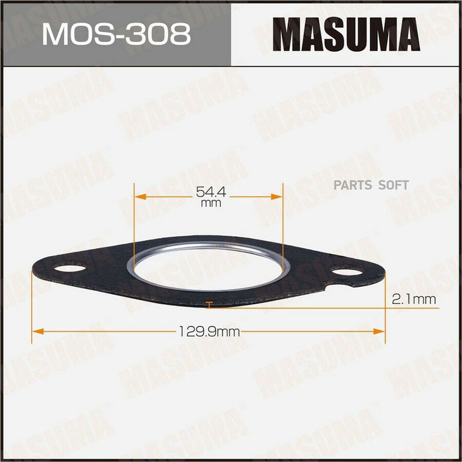 Прокладка глушителя 54.4x129.9x2.1 MASUMA MOS-308 | цена за 1 шт