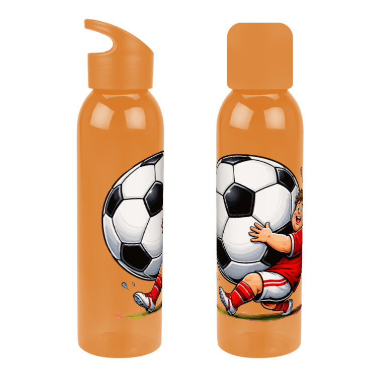 Бутылка для воды «Круглый футболист с огромным мячом» (оранжевый)
