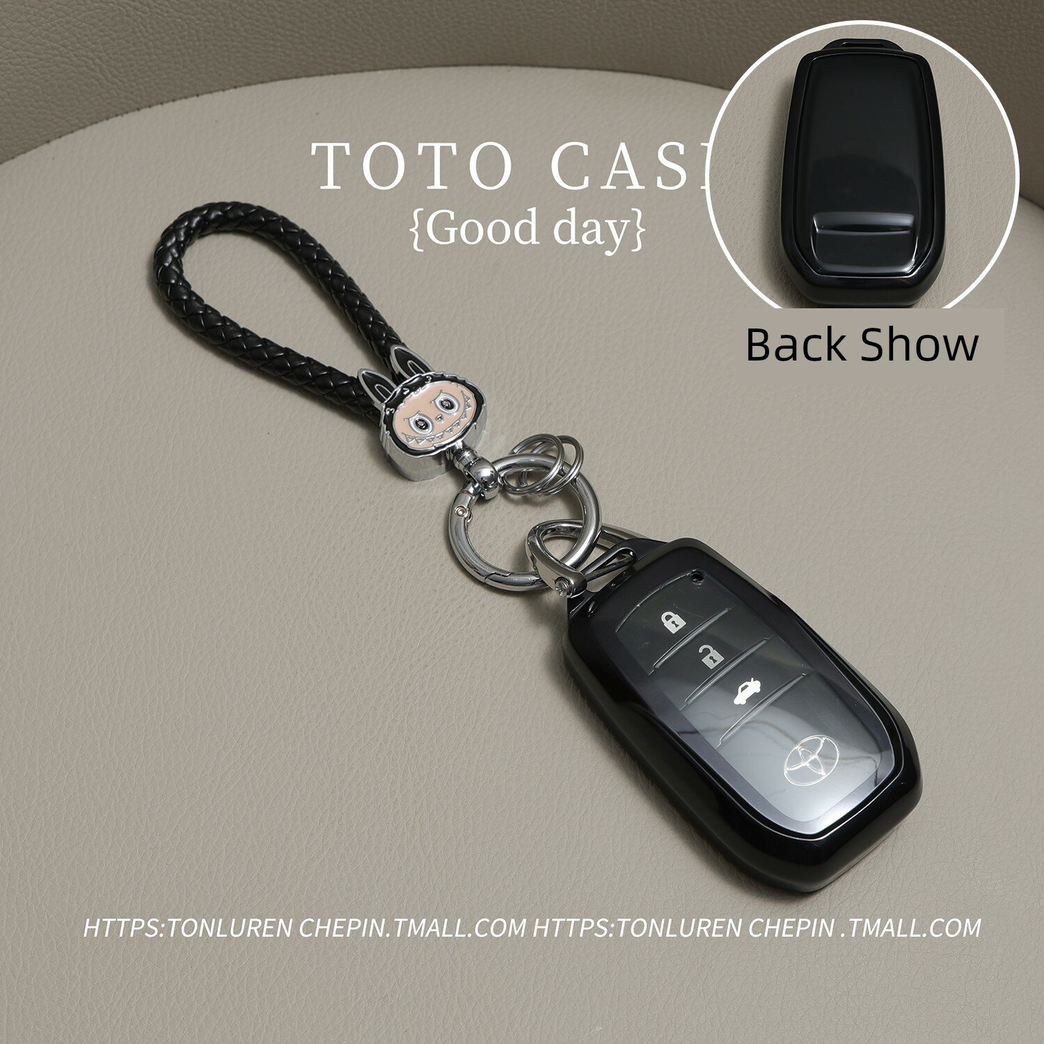 Универсальный прозрачный чёрный кожаный брелок для ключей Toyota Camry Corolla Vios Rav4 Avalon Prado Highlander