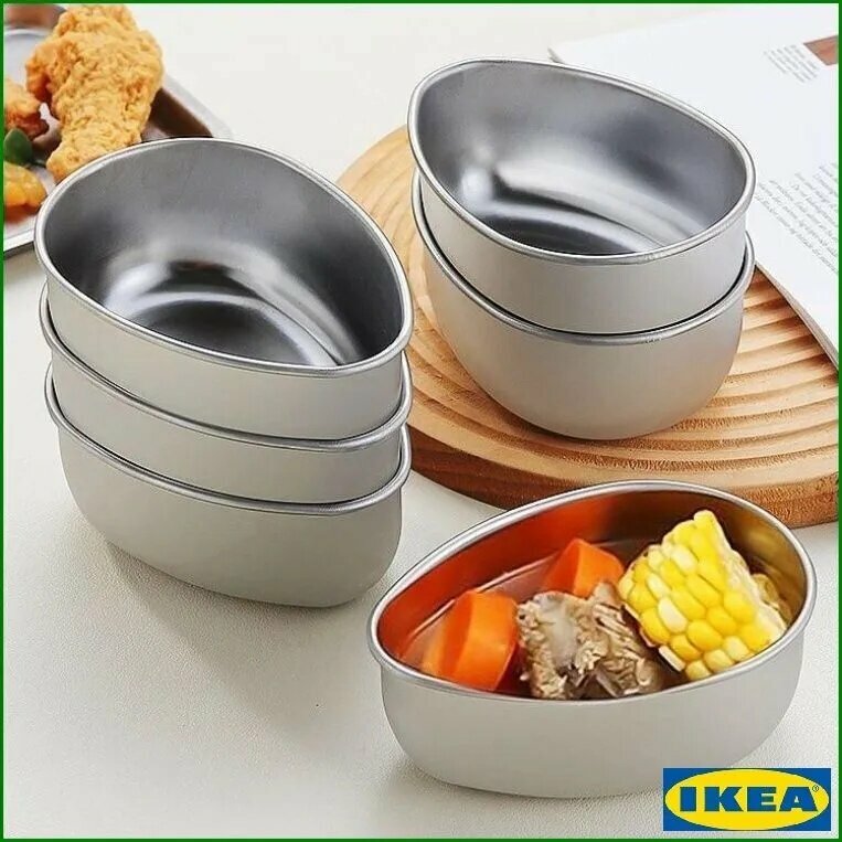 IKEA Миска 280 мл серый металлик, белый, 1 шт