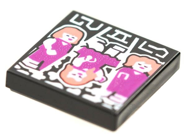 Деталь Lego 3068pb1764 Tile 2 x 2 with BeatBit Album Cover - Girls Dancing, Middle Upside Down Pattern