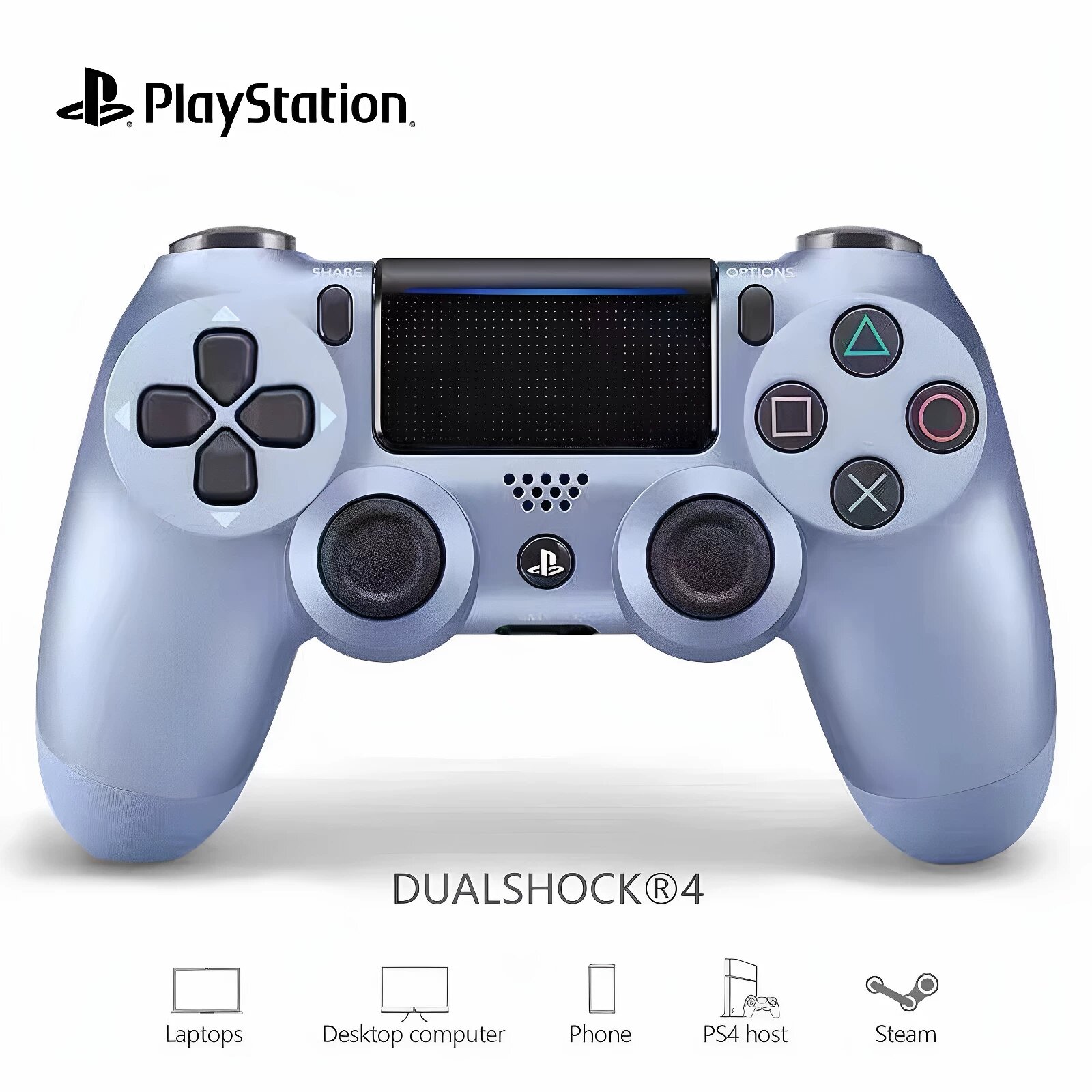 Беспроводной Bluetooth-контроллер PS4 для Android, смартфона, ПК и Steam — Титаново-синий