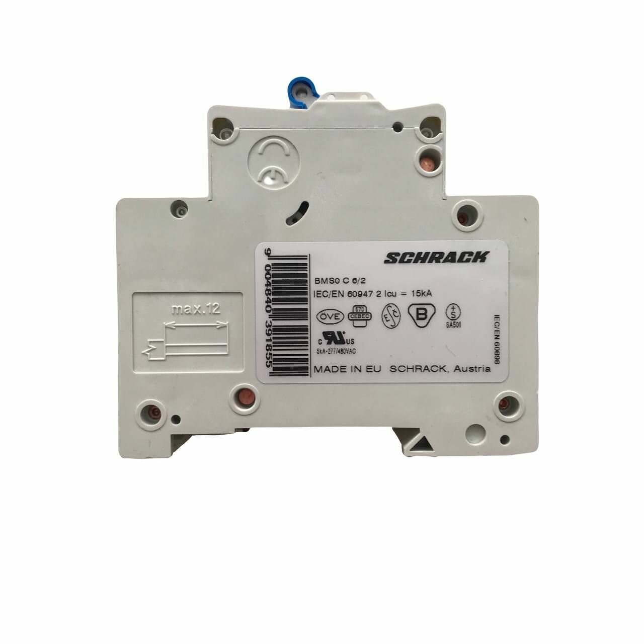 Автоматический выключатель SCHRACK BM017206 BMSO C 6/2 15 kA 2 полюса 6 А, характеристика срабатывания C