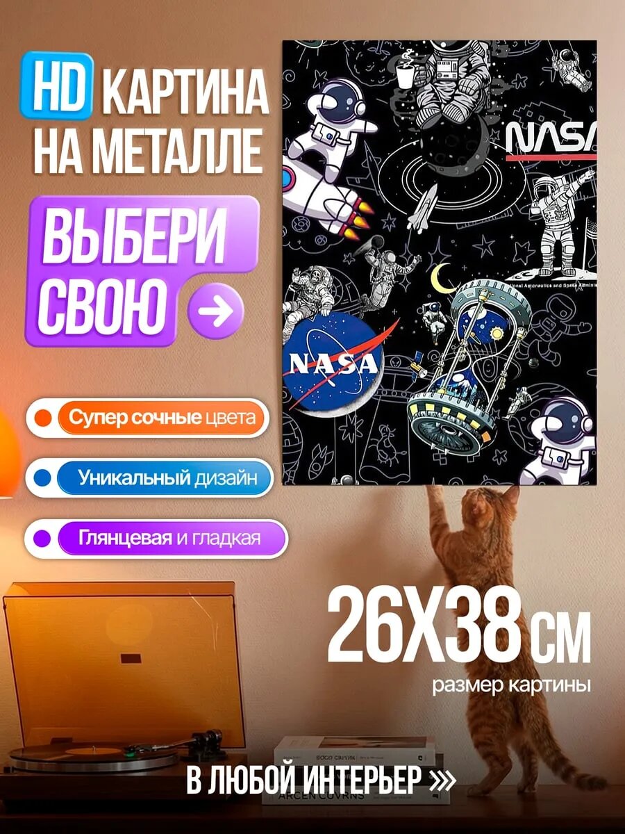 Картина на HD металле Космонавты NASA