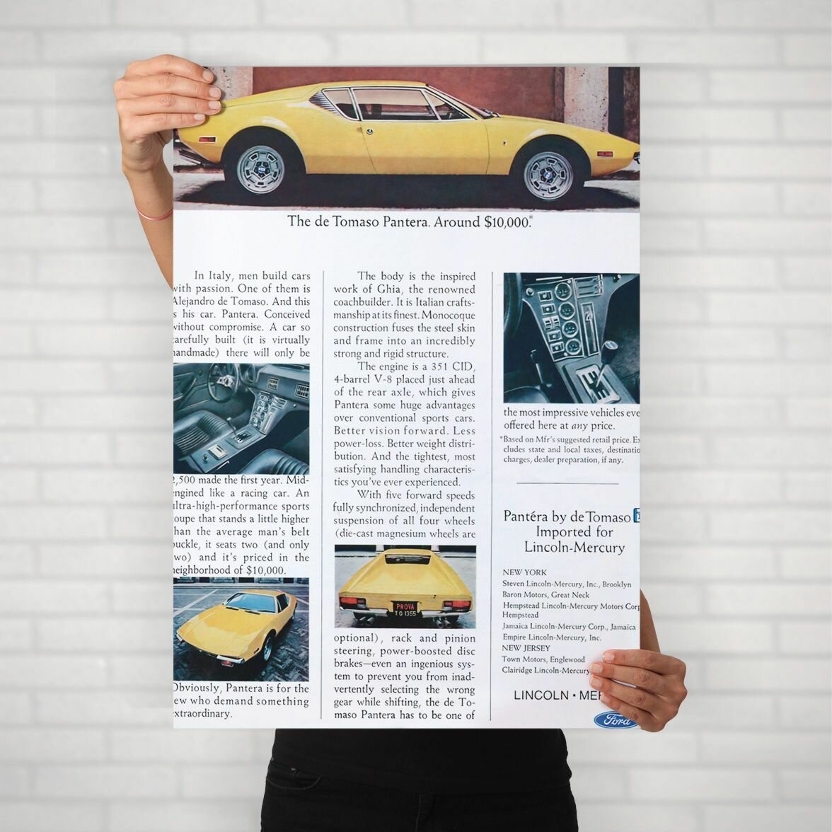 Плакат на стену для интерьера Культовые машины (De Tomaso Pantera 5) - Постер по легендарным и классическим ретро автомобилям формата А1 (60x84 см)