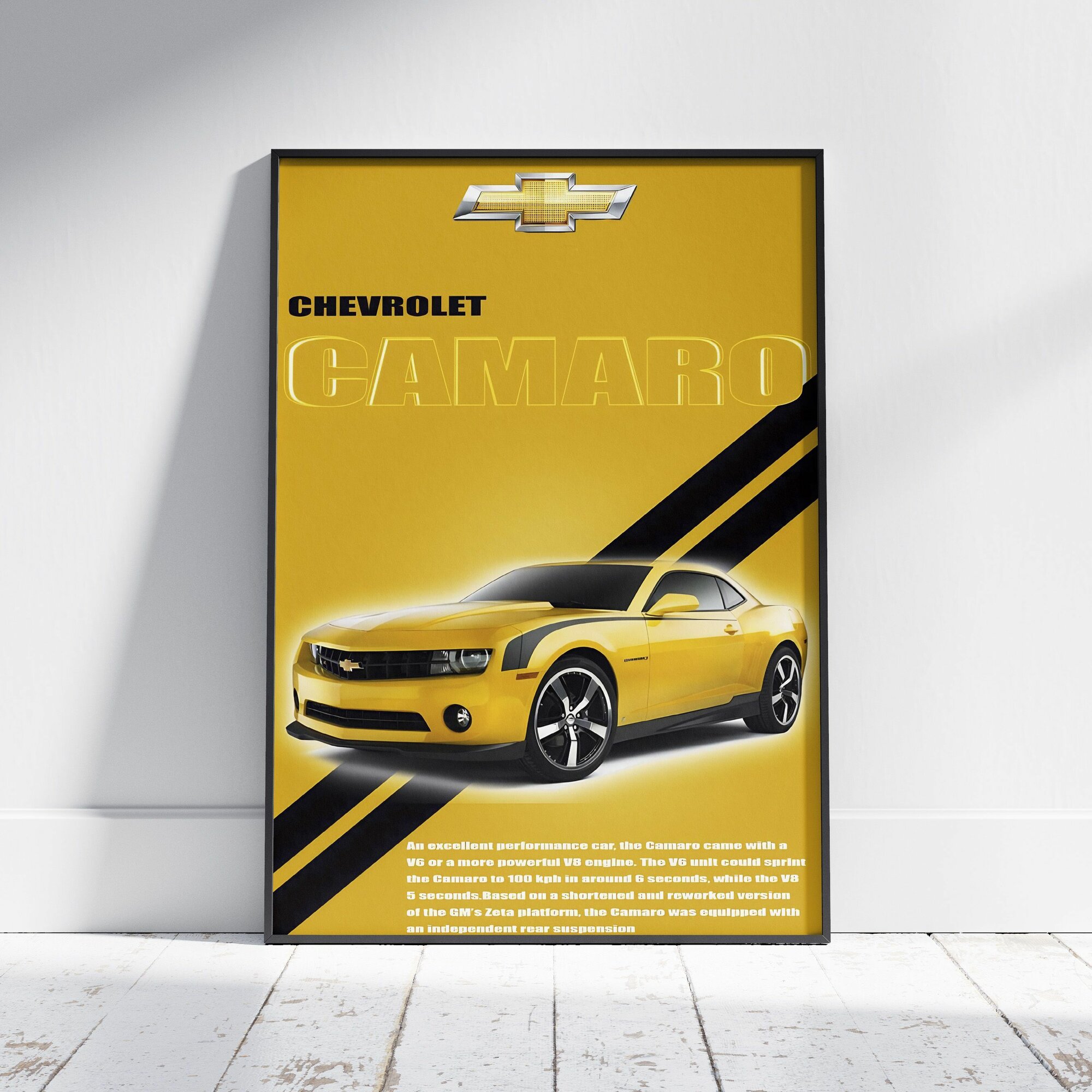 Плакат на стену для интерьера Спорткар (Chevrolet Camaro 4) - Постер по спортивным гоночным машинам автомобилям формата А4 (21x30 см)