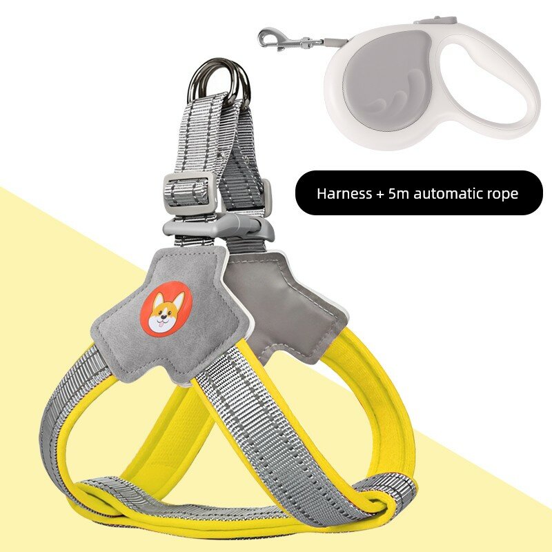 Шлейка-жилет для собак средних и крупных пород, для шиба-ину, корги, с ошейником, для прогулок, с защитой от потери, с