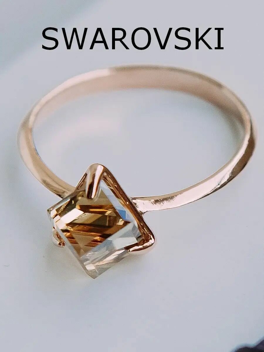 Кольцо помолвочное, кристалл, кристаллы Swarovski