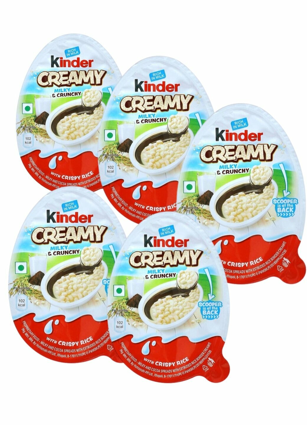 Шоколадный десерт Kinder Creamy Milky and Crunch / Киндер креми, 5 шт. по 19 грамм