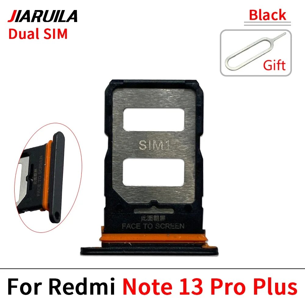 Держатель SIM-карты для Xiaomi Redmi Note 13 Pro Plus, черный