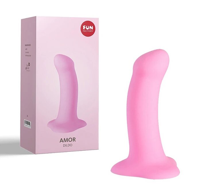 Фаллоимитатор Fun Factory «Amor», для пар, силикон, на присоске, с ограничителем, розовый