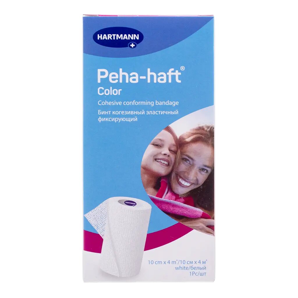 Бинт Пеха-хафт/Peha-haft Color когезивный эластичный фиксирующий 4 м х 10 см белый 1 шт