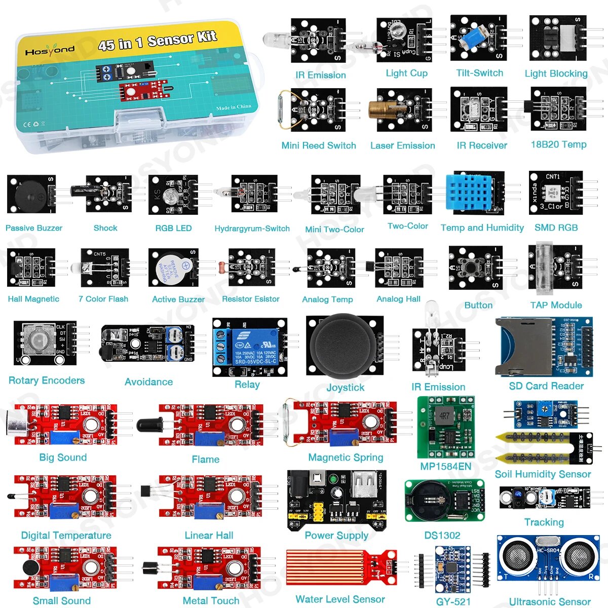 Набор сенсорных модулей 45 в 1 для Arduino