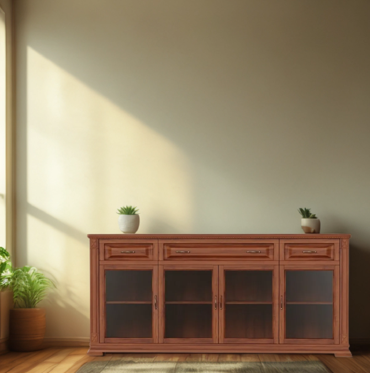 Комод-витрина из массива сосны ммк-древ Верди 205, 200x45x90 дуб 2