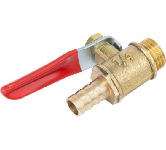 Краник латунный елочка 10 мм - резьба наружная 1/4" Pegas pneumatic 4417