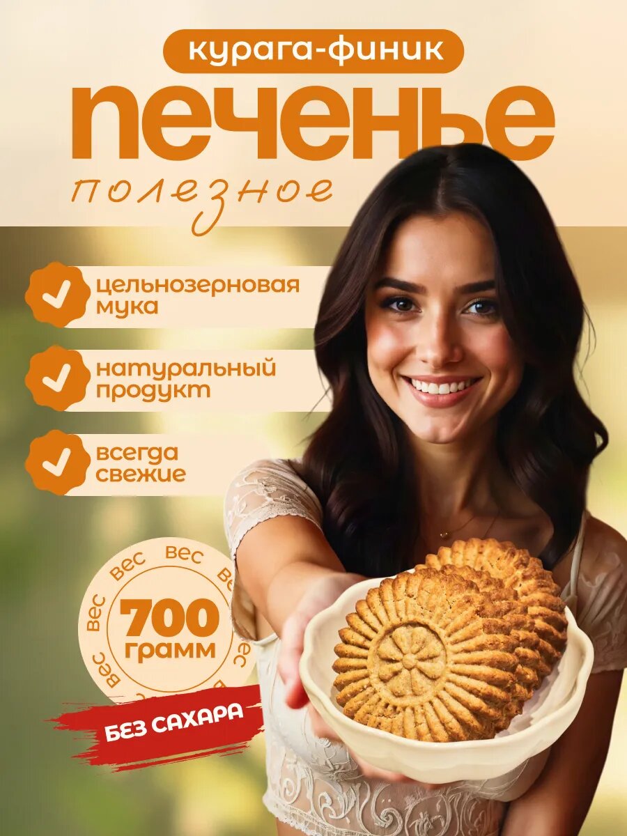 Финиковое печенье DR. FINIK "Солнышко", с курагой, без сахара, 700 г
