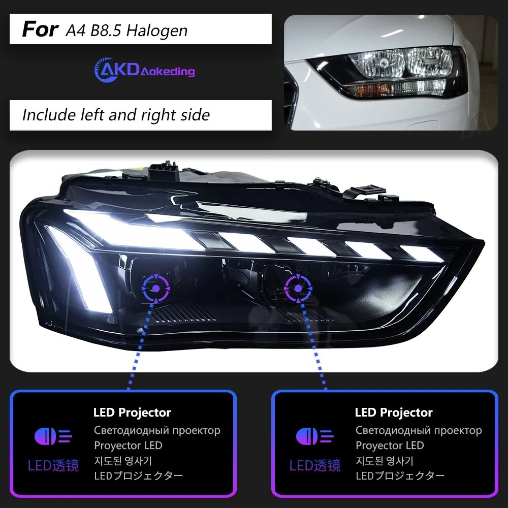 Фары для AUDI A4 2013-2016 LED Bi Xenon лампа противотуманные фары дневные ходовые огни автомобильный аксессуар Фара для AUDI A4