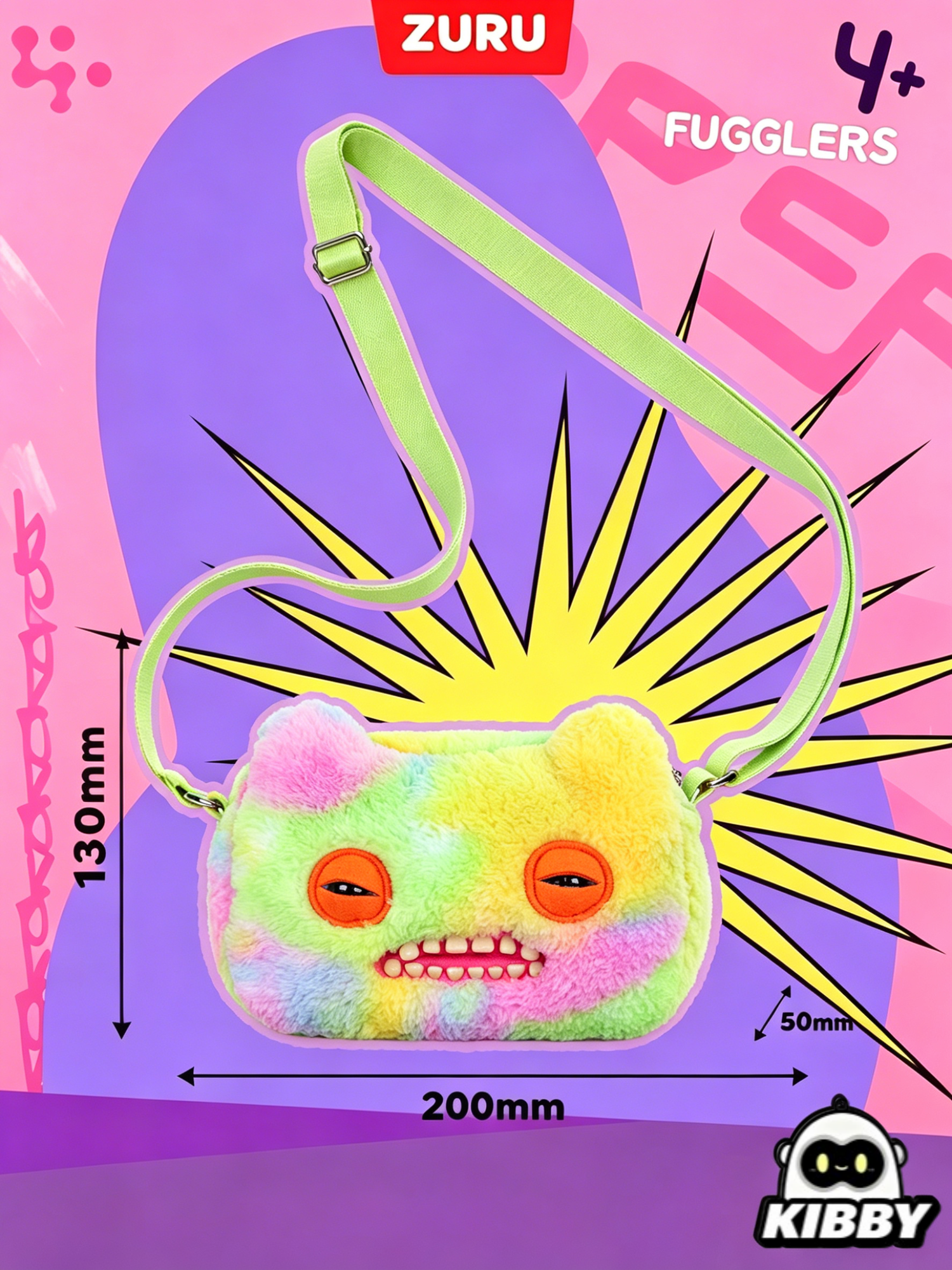 FUGGLER Fluffy crossbody Bag Серия "Большая голова" - Широкоглазый монстр (смешивание цветов)