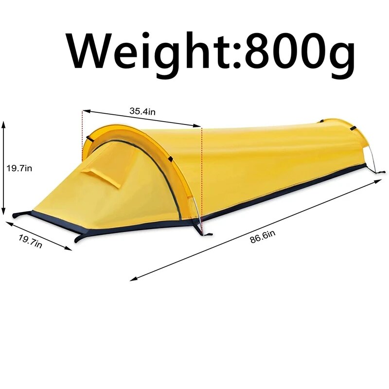 Ультralight Палатка 800 г для 1 Человека, Рюкзакная Палатка для Туризма, Велосипедных Походов, Кампинга, Водонепроницаемая, Снаряд для Автомобильных Путешествий - Желтая