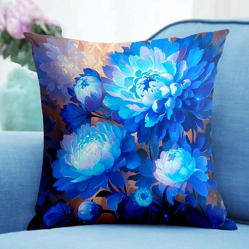 Мини подушка с цветочным узором пиона, 30x30 см, двусторонняя, новая китайская стилистика для интерьера