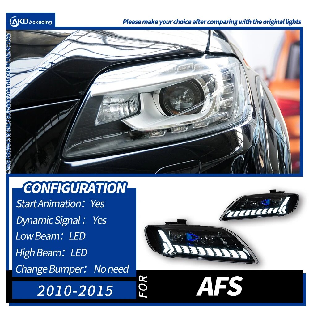 Фара AKD для AUDI Q7 LED Фара 2006-2015 Фары Q7 Дневной ходовой огонь转向灯远光灯 Ангельское окошко Проекторная линза
