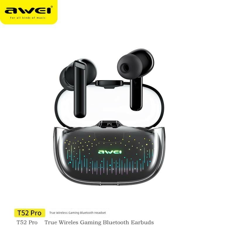 Наушники AWEI T52pro беспроводные Bluetooth с прозрачным звездным узором, низкая задержка для игр