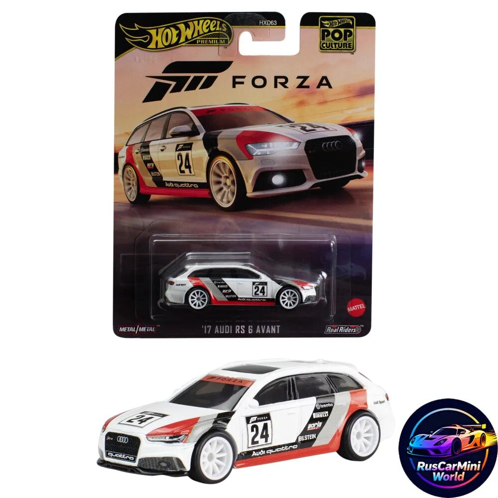 Машинка Mattel Hot Wheels Премиум автомобиль Поп-культура HXD63 17 Audi RS6 Avant (Forza)