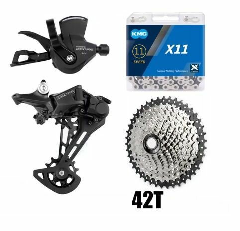SHIMANO DEORE SL-M5100 Велосипедная трансмиссия, 11 скоростей, цепь KMC X11, кассета SUNSHINE 11-42T, 11-скоростной комплект для горного велосипеда