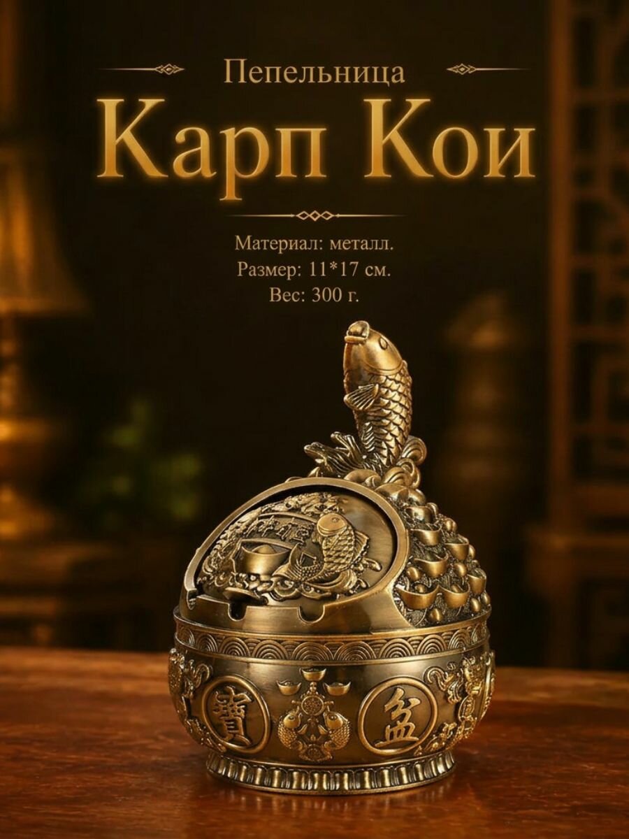 Пепельница "Карп Кои" Фен-Шуй, металл (17*11 см.)