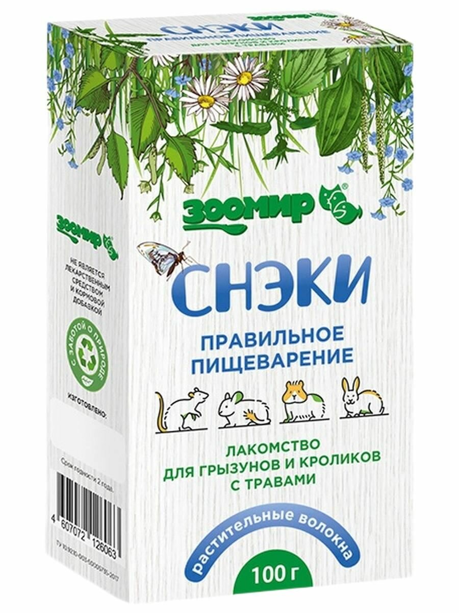 Лакомство для грызунов и кроликов "Правильное пищеварение" с травами 100г