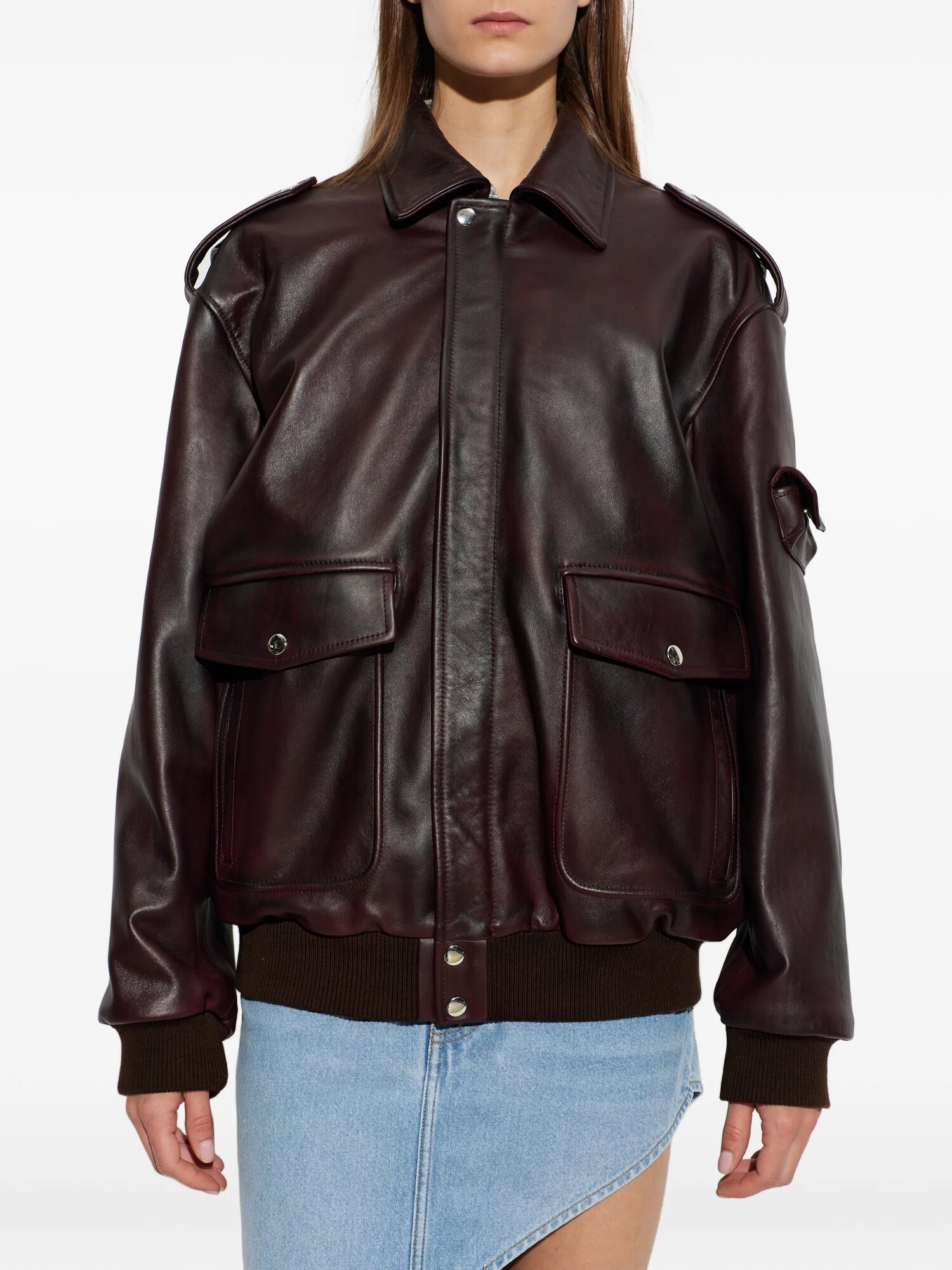 Куртка Coperni Leather epaulette-detail jacket, размер 38 — фото 1