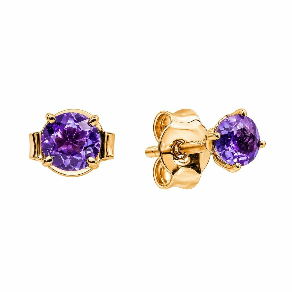 Серьги пусеты, красное золото, 585 проба, танзанит