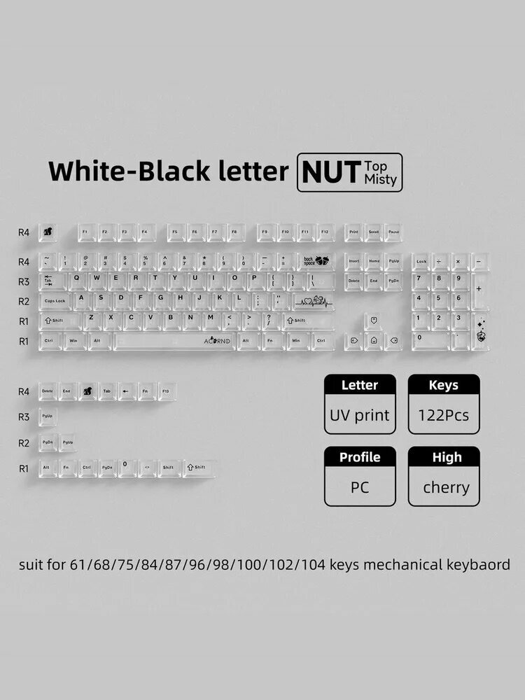 Nut PC transparent Keycaps прозрачные колпачки для механической клавиатуры