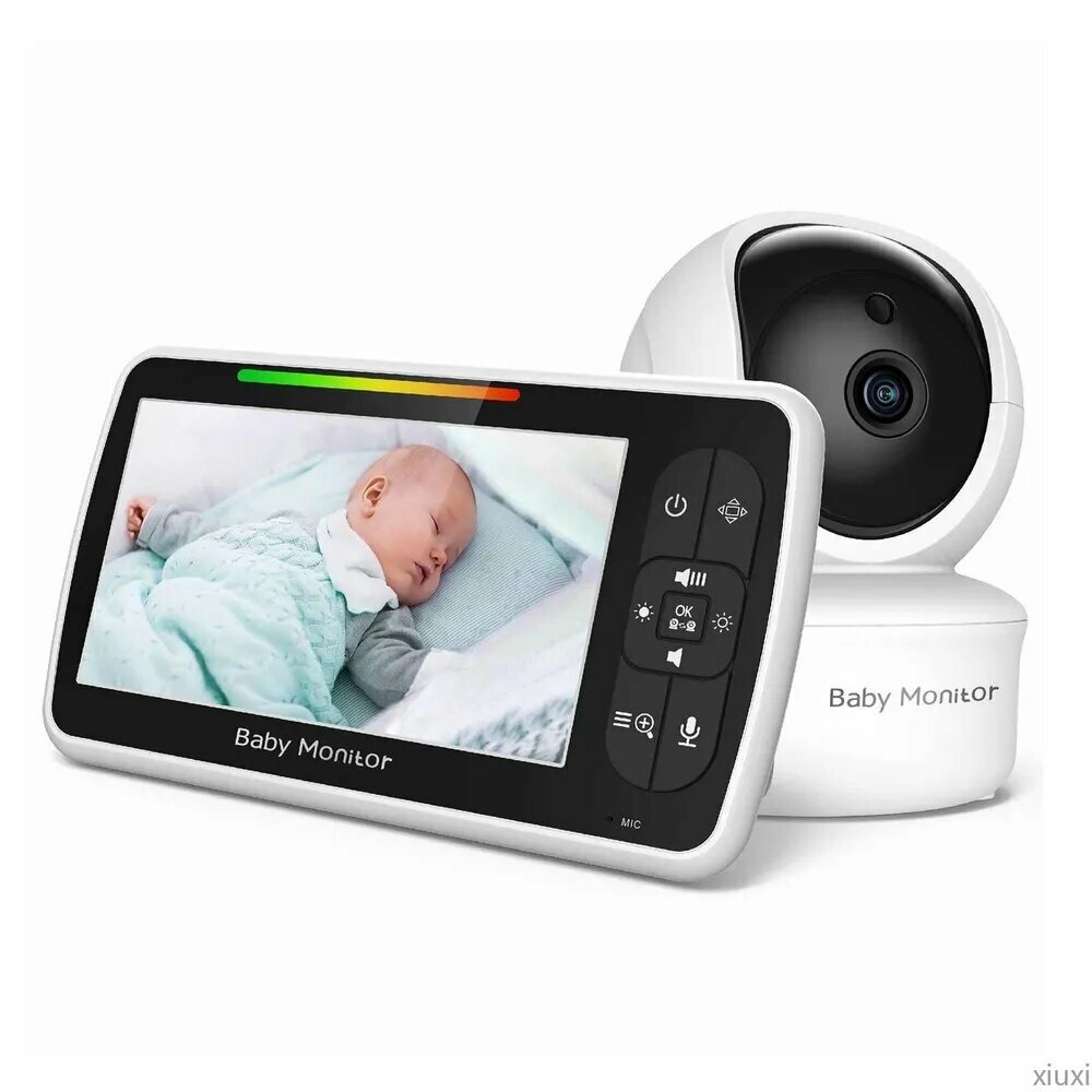 Baby Monitor SM650 Беспроводная поворотная видеоняня с двусторонней связью / цветной экран / радионяня с колыбельными мелодиями и режимом ночного виденияxiuxi