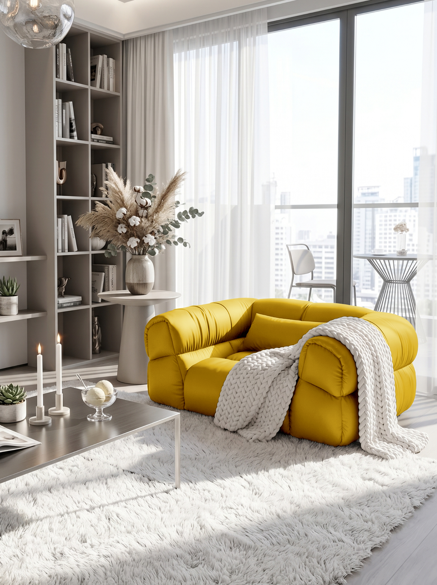 Кресло Шелби Galaxy Yellow NOW 155x105x72 см, желтый Экокожа, нераскладной Фиеста