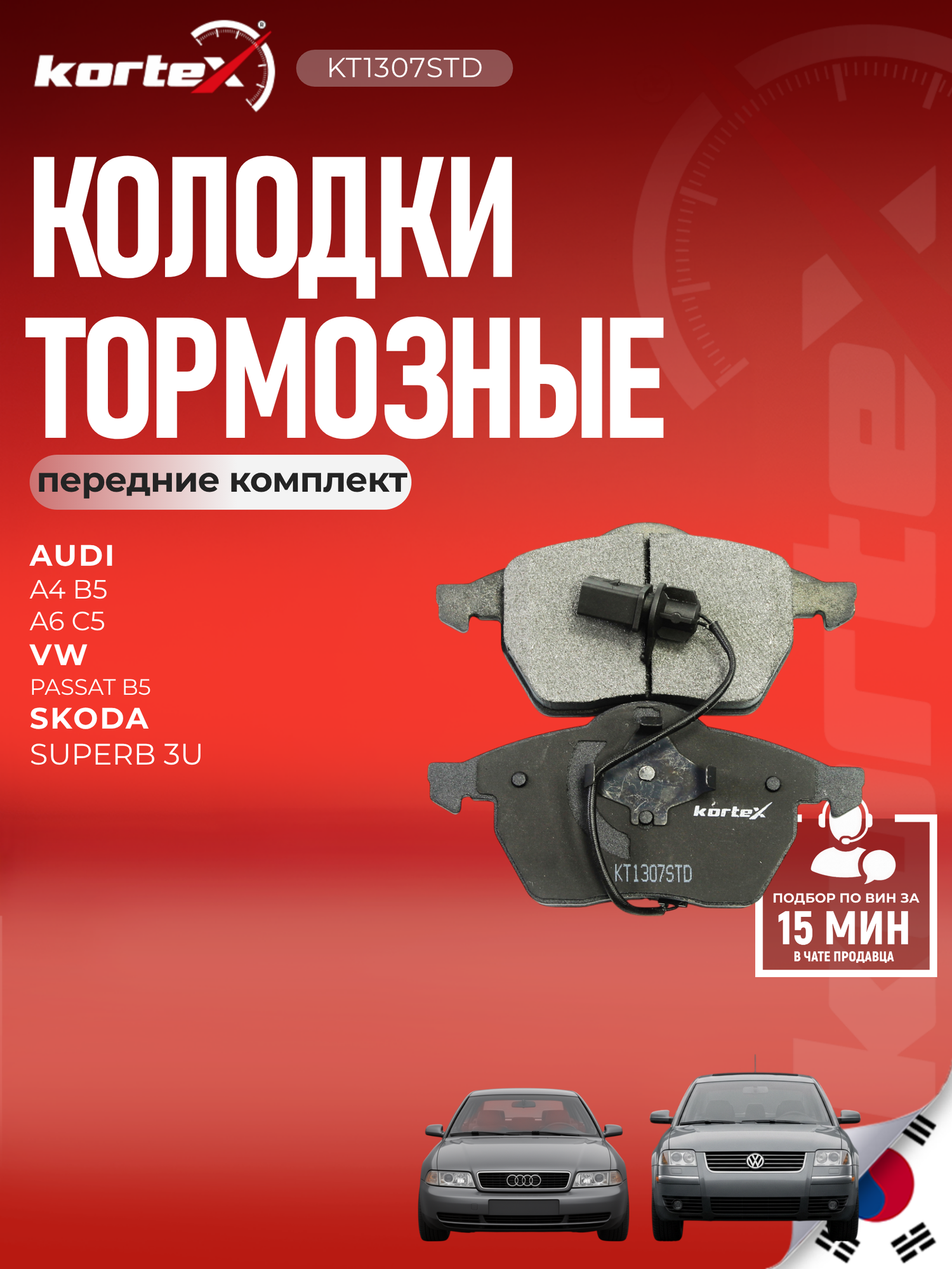 Тормозные колодки дисковые (передние) Audi Ауди A4 A6 Volkswagen Фольксваген Passat Пассат GDB1307 4B0698151J 4B0698151K