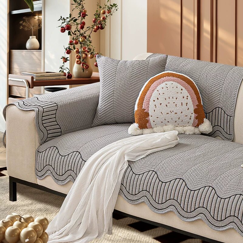Накидка на диван Yuman Home Furnishings из чистого хлопка класса люкс, всесезонная, нескользящая, комбинированная. Утро