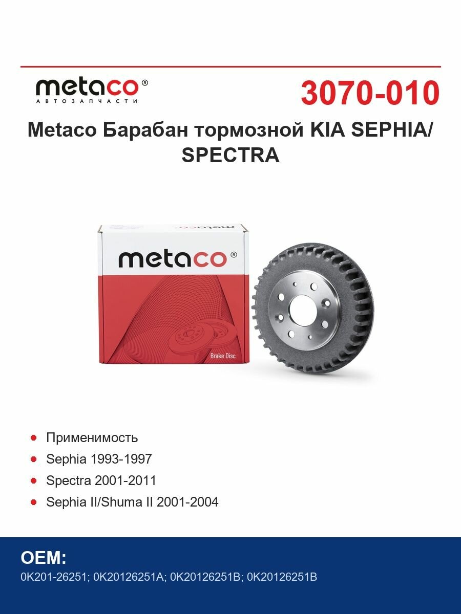 Metaco Барабан тормозной KIA SEPHIA/ SPECTRA