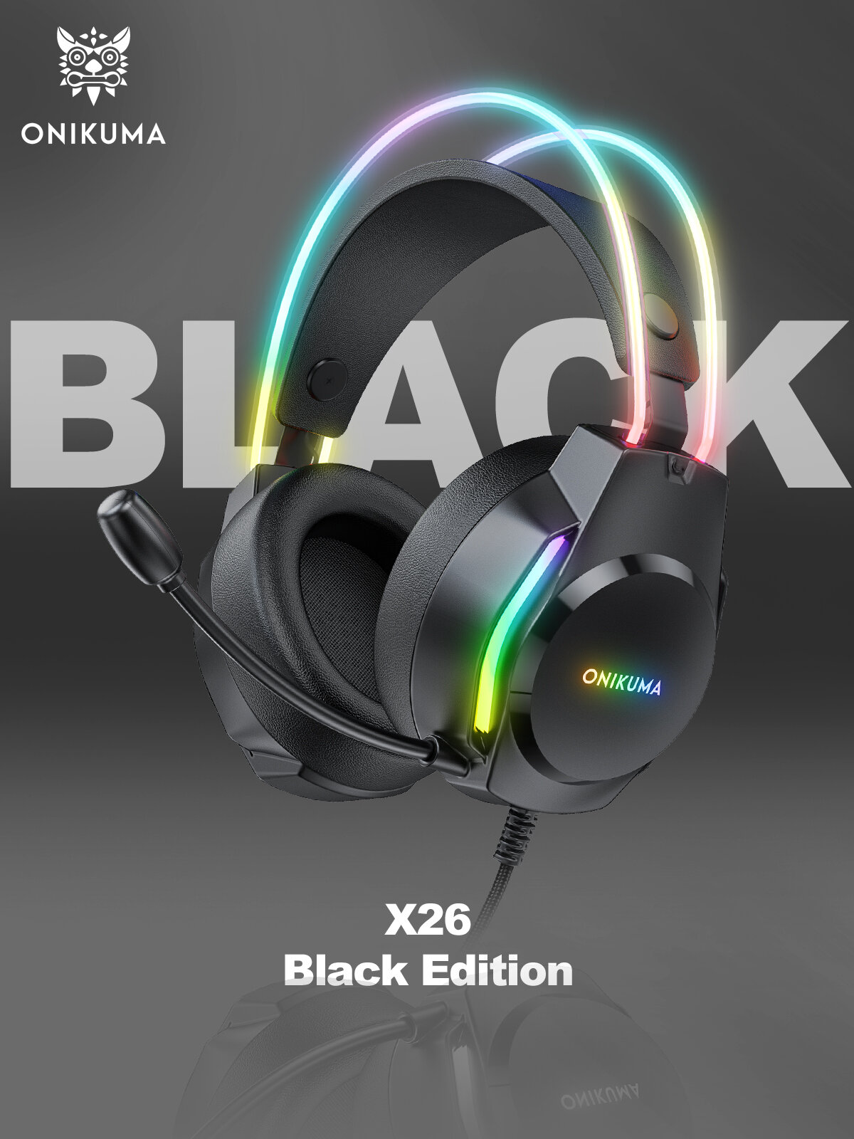 Наушники проводные ONIKUMA Black Space черные с RGB подсветкой