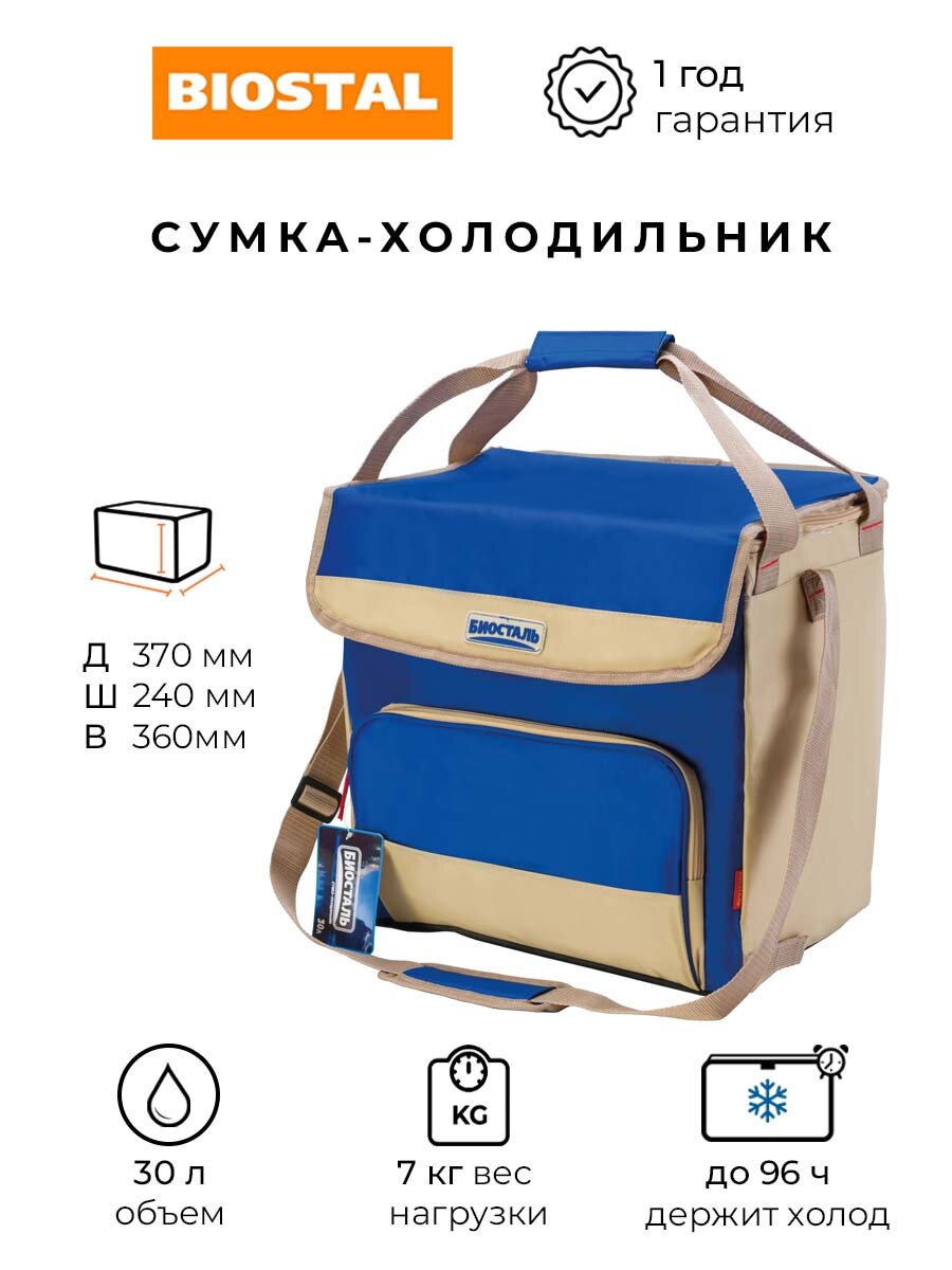 Термосумка (сумка-холодильник) Biostal Кемпинг, TC-30B, синий, 30 л