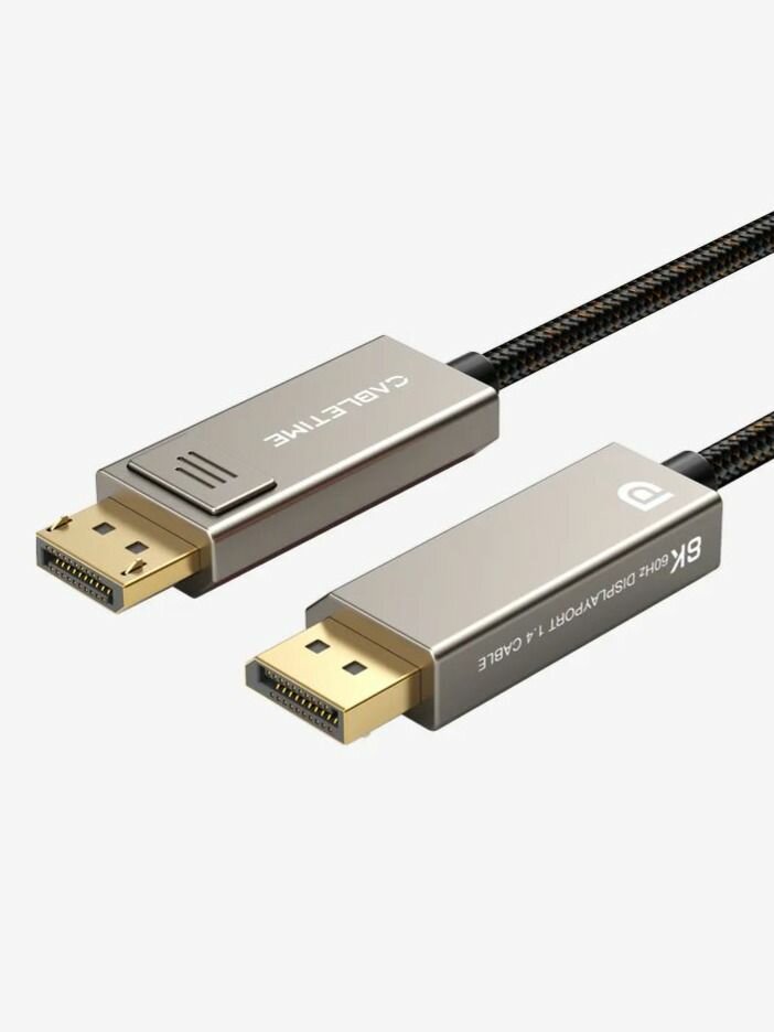 Кабель CABLETIME CD12L, DP 1.4, 32.4 Gbps, 2м, чёрно-оранжевый