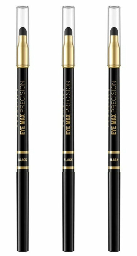 Карандаш автоматический для глаз Eveline, Eye Max Precision, с растушевкой, черный, 3 шт
