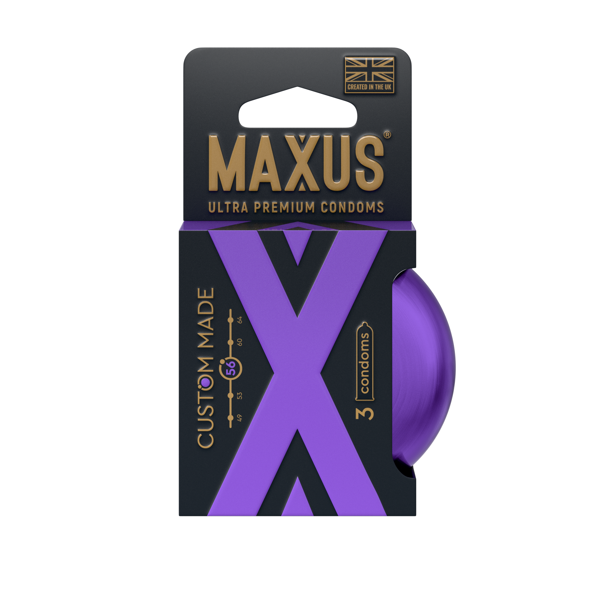 Увеличенные презервативы MAXUS Custom Made 56 с железным кейсом, 3 шт