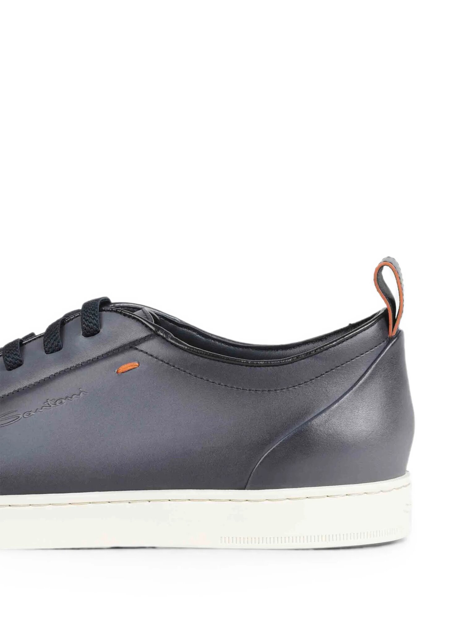 Кроссовки Santoni Logo-debossed leather sneakers, размер 43, синий — фото 1