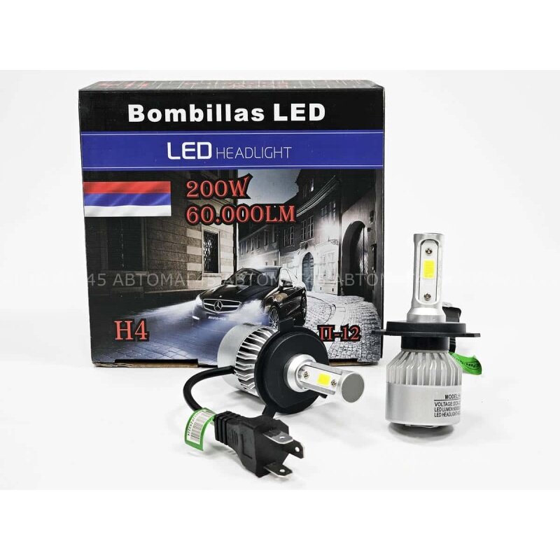 S2 C2R чип COB LED 2шт H4 12В 40W 6000К 3000Lm гарантия 2мес
