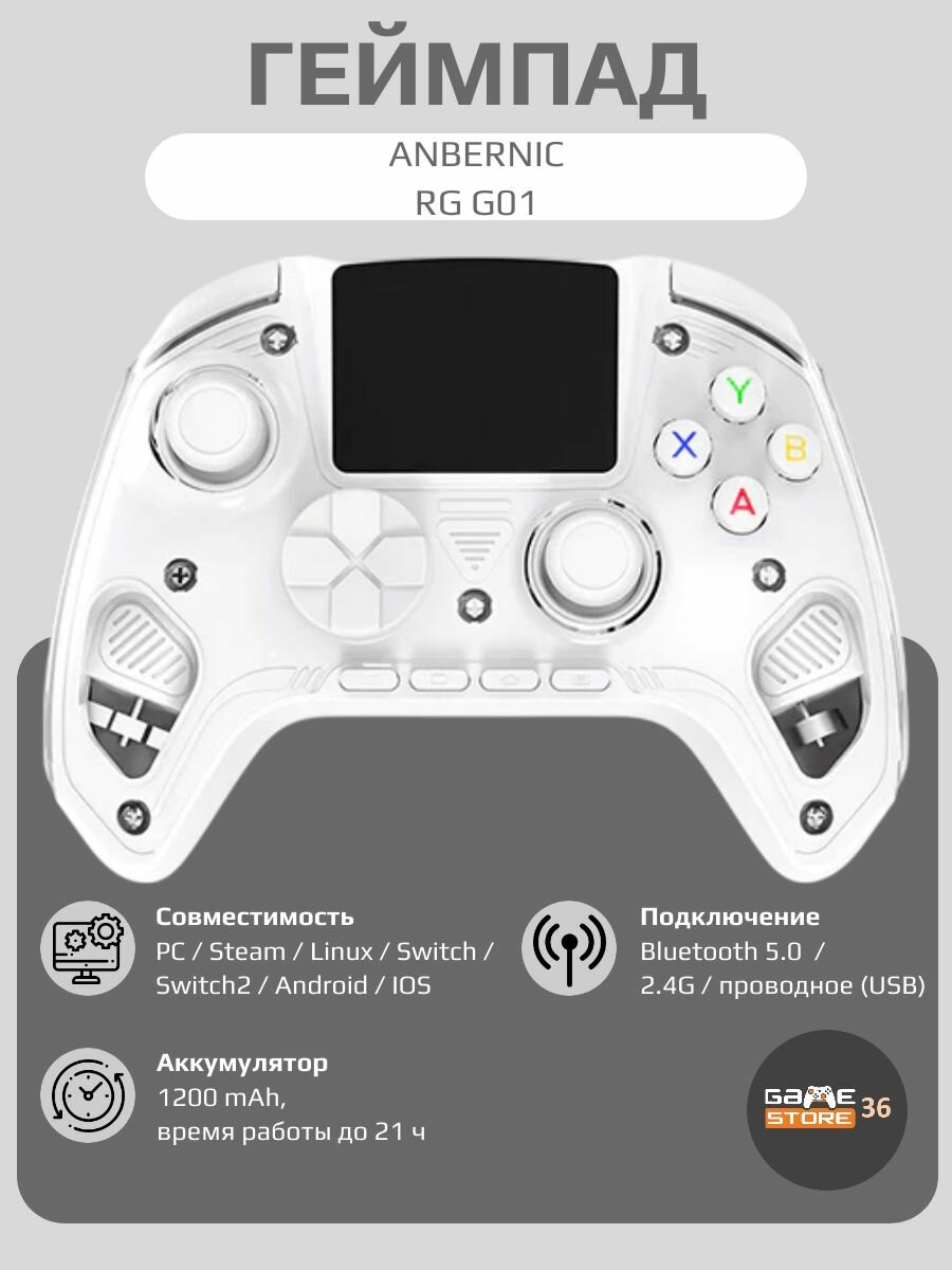 Anbernic Геймпад RG G01, Проводной, Радио, белый